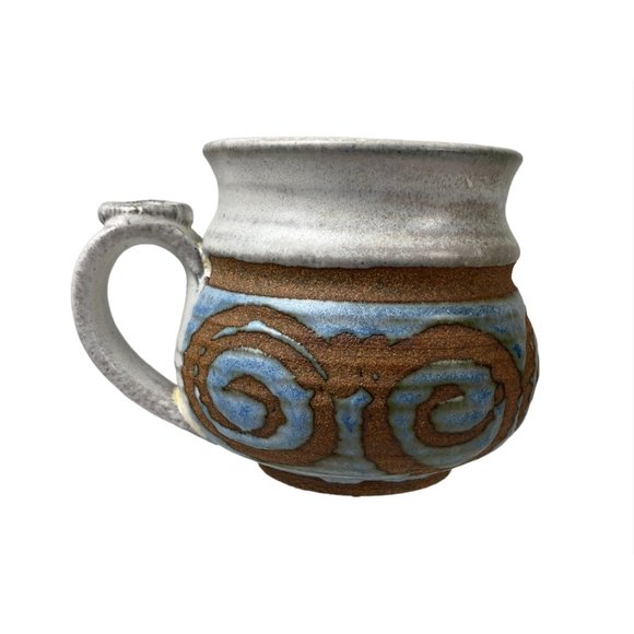 Dining | Vintage Studio Pottery Earthenware Blue Rustic Spiral ...